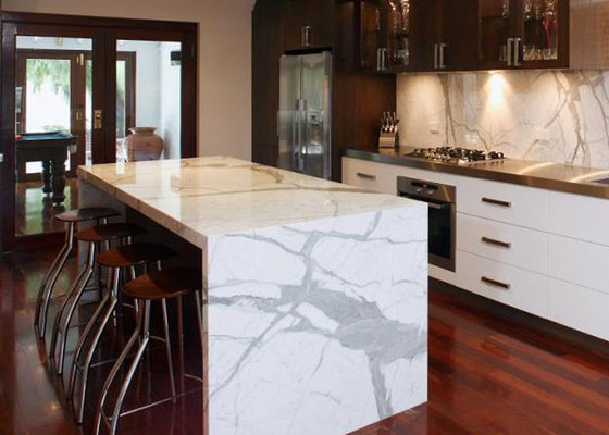 Marble Kitchen Stone Vanity Countertops Glittery White 180cm Ogee Edge Countertop