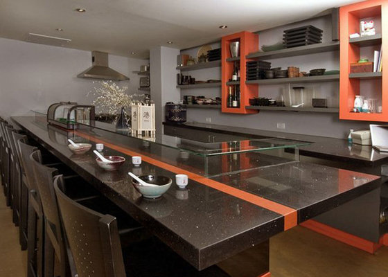 Glo bate la cocina de piedra Worktops/a medias encimeras artificiales del granito del Bullnose