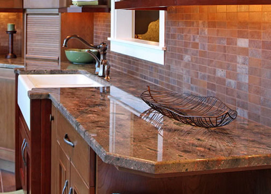 Glo bate la cocina de piedra Worktops/a medias encimeras artificiales del granito del Bullnose