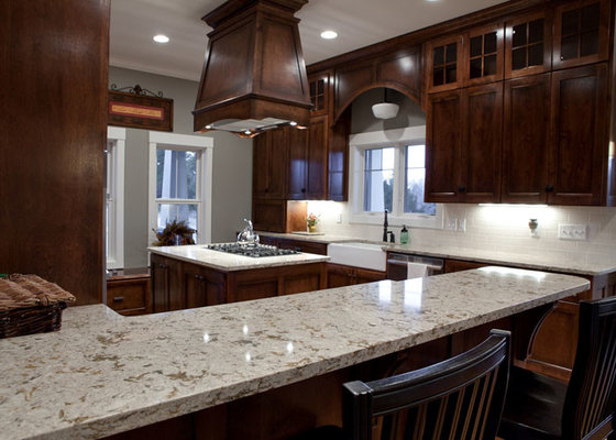 Grey Conquistador Stone Vanity Countertops / Waterfall Kitchen Island Bench