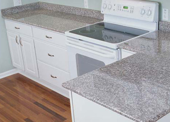 Grey Conquistador Stone Vanity Countertops / Waterfall Kitchen Island Bench