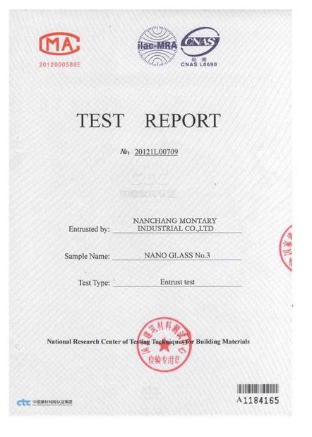 Porcellana Nanchang Montary Industrial Co., Ltd. Certificazioni