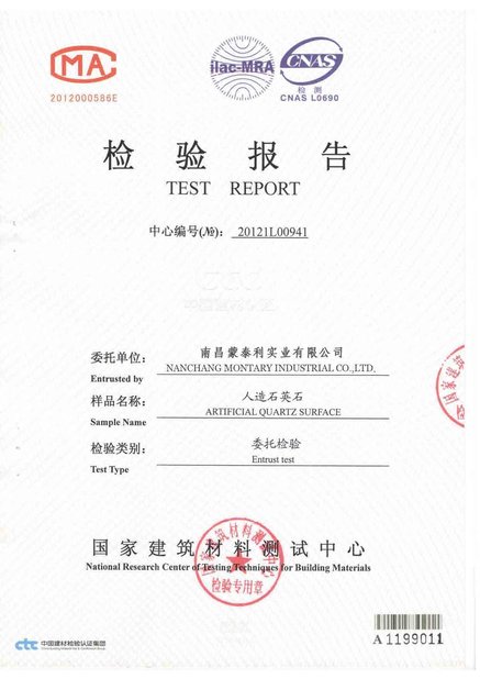 Porcellana Nanchang Montary Industrial Co., Ltd. Certificazioni