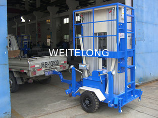 Dual Mast Aluminum Aerial Work Platform Towing Type Lifting 8m
