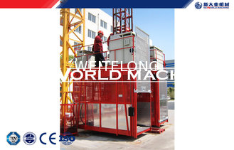 SS100 / 100 Construction lifter Machinery two cage for building material