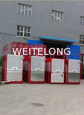 Red Cage Hoist 3, 200kg Load Capacity Twin Cage SC200 Lifting Construction Hoist Elevator used for electric power plant