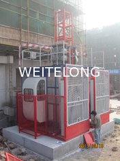 Custom Red 1000kg Twin Cage SC200 Goods Material Personnel Hoist with Hot Dipped Zinc