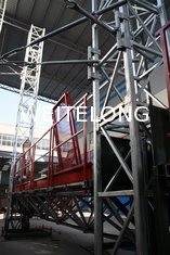 Outside Wall Painted Mast Climbing Work Platform  Rack and Pinion 3 phase  Washing