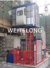 Painted Twin Cage Red Construction Material Hoists for Building SC200 / 200 SC100