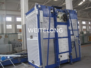 Blue Cage Of Construction Hoist Elevator , Building Lifting Machine