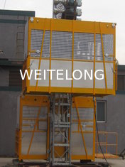 Yellow 2000kg Load Capacity Twin Cage SC200 Lifting Construction Hoist Elevator