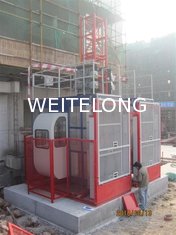 Twin Cage Hoist Red 3, 200kg Load Capacity Twin Cage SC200 Lifting Construction Hoist Elevator