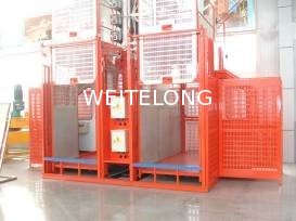 Red Construction Twin Cage Hoist Painted Mast For Mining Wells