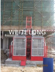 Painted SC200 Yellow Material Construction Twin Cage Hoist 3.2 x 1.5 x 2.5m