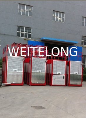 Red Cage Hoist 3, 200kg Load Capacity Twin Cage SC200 Lifting Construction Hoist Elevator used for electric power plant