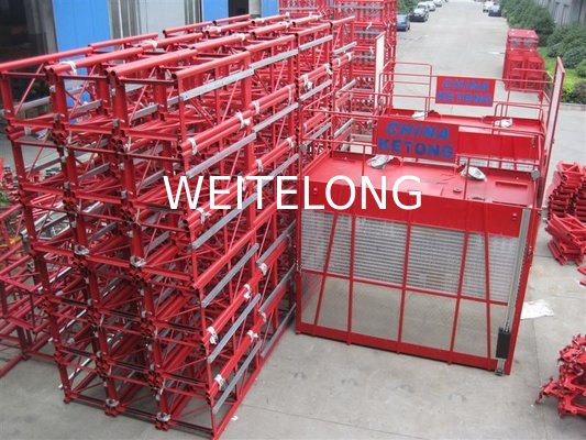 1200kg Red Painted Building Material Cage Hoist 3.6 x 1.5 x 2.5m SC200/200