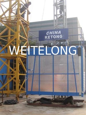 1200kg Red Painted Building Material Cage Hoist 3.6 x 1.5 x 2.5m SC200/200