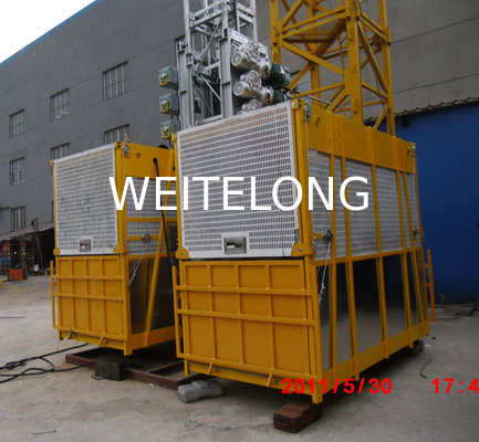 Customized Painted Twin Cage SC200/200 Building Cage Hoist 3.0 x 1.3 x 2.5m