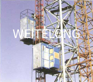 Custom 1200kg Yellow Material Construction Single Cage Hoist 3.2 x 1.5 x 2.5m