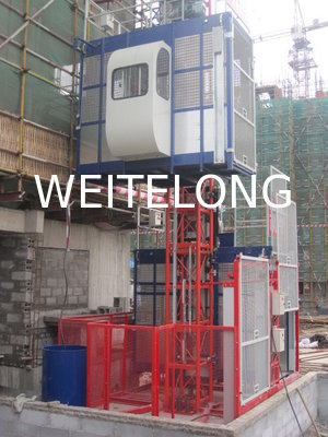 1000kg Load Capacity Twin Cage SC200 Personnel Hoist and Material Hoist