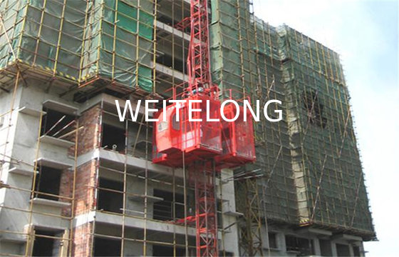 CE / ISO Certified red Passenger Hoist Elevator SC200/200 Cage style