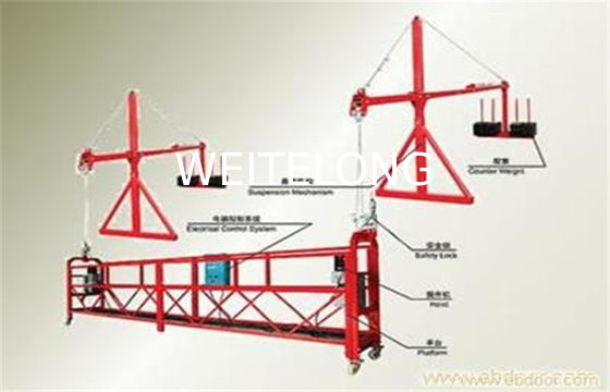 Customized ZLP1000 Suspended Access Platforms Maintenance Cradle With Steel Rope 8.6mm