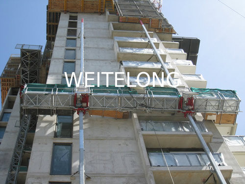 Double Mast Customized 30m Aerial Twin Mast Climbing Work Platform For Construction Of The Walls