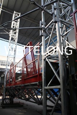 Outside Wall Painted Mast Climbing Work Platform  Rack and Pinion 3 phase  Washing