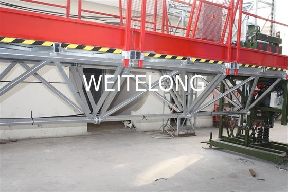 Outside Wall Painted Mast Climbing Work Platform  Rack and Pinion 3 phase  Washing