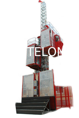 Double Cage Red Construction Material Hoists Box for Electric Power Plants