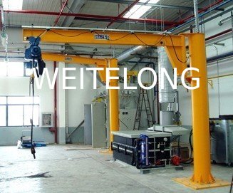 1 ton, 2 ton Freestanding Electric Jib Crane With Wire Rope Hoist For Workshops / Warehouses