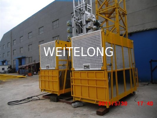 Floor / Sliding Door Construction Hoist Elevator Single Or Double Cages
