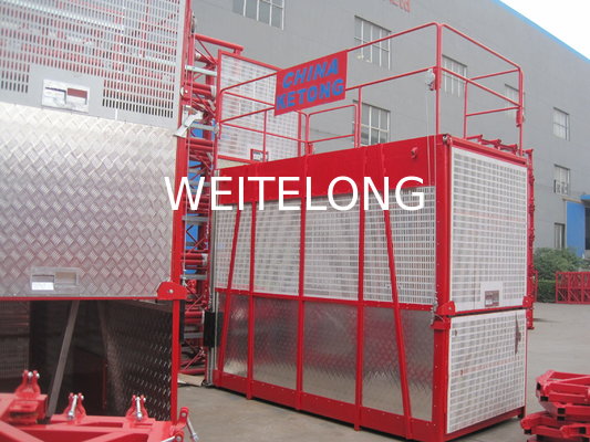 Red 3, 200kg Load Capacity Twin Cage SC200 Lifting Building Hoist Elevator