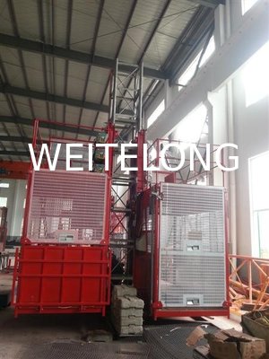 Red 3, 200kg Load Capacity Twin Cage SC200 Lifting Building Hoist Elevator