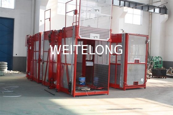 Red 3, 200kg Load Capacity Twin Cage SC200 Lifting Building Hoist Elevator