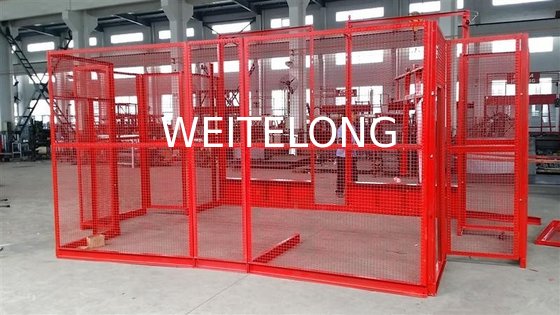 Material Construction Twin Cage Hoist , Red Double Cages Building Hoist