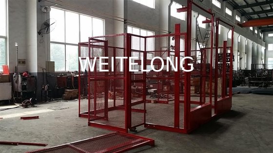 Material Construction Twin Cage Hoist , Red Double Cages Building Hoist