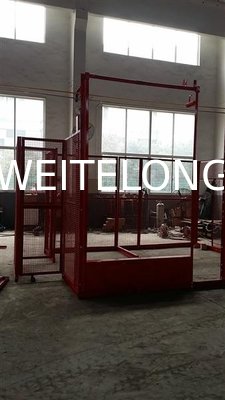 Material Construction Twin Cage Hoist , Red Double Cages Building Hoist