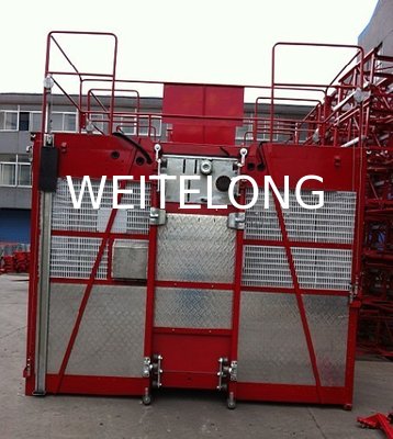 Yellow, red, blue 3, 200kg Load Capacity Twin Cage SC200 Lifting Construction Hoist Elevator, Twin Cage Hoist