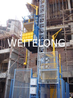 OEM 2700kg Blue Construction Twin Cage Hoist with Hot Dipped Zinc SC100