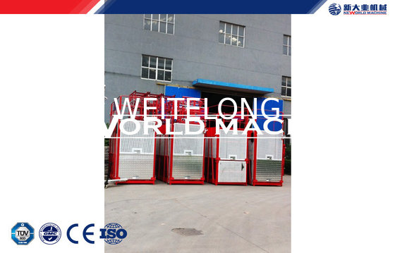 1000kg Painted Building Material Twin Cage Hoist 3.0 * 1.3 * 2.4m with CE