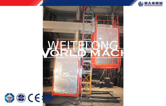 1000kg Painted Building Material Twin Cage Hoist 3.0 * 1.3 * 2.4m with CE