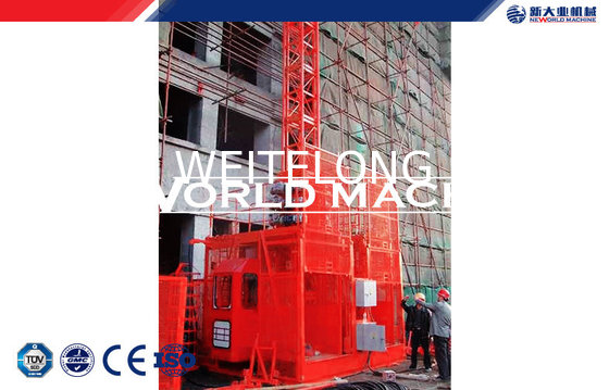 1000kg Painted Building Material Twin Cage Hoist 3.0 * 1.3 * 2.4m with CE