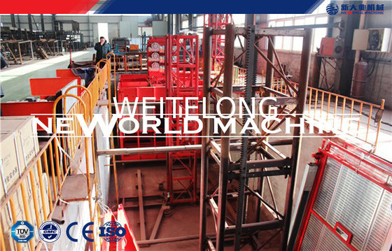 Twin Cage Construction Building Material Hoist Elevator , Vertical Cargo Hoist 33m / min