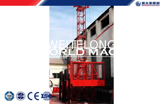 Twin Cage Construction Building Material Hoist Elevator , Vertical Cargo Hoist 33m / min