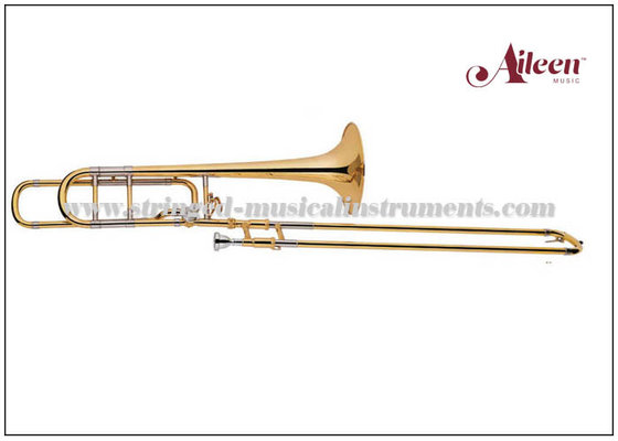 CQM Gold Lacquer Tenor trombone , Bb / F Key Brass Musical Instruments With ABS / foamed Case