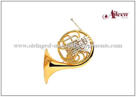 4 Keys Brass Musical Instruments Yellow Brass One Piece Fixed Shape Double French Horn