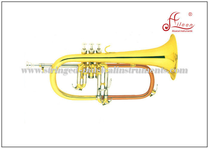 Brass Musical Instruments Rotary Valve Flugelhorn Bb Key 11.3mm Bore ISO9001 / CQM