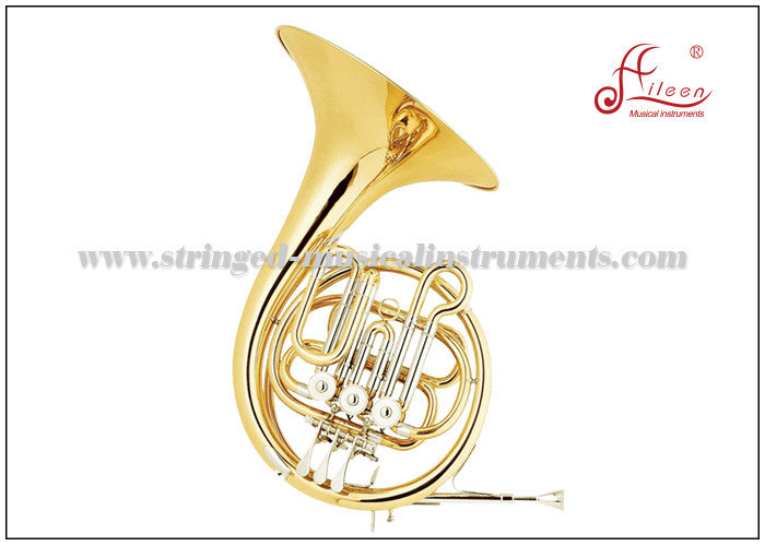 Gold Lacquered Studen Model Single French Horn 3 Key 11.6mm Bore 277.5mm Bell