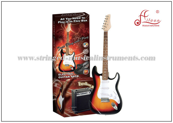 648mm Scale length Hard wood Music Electric Guitar / Sunburst Electric Guitar Set ST Style